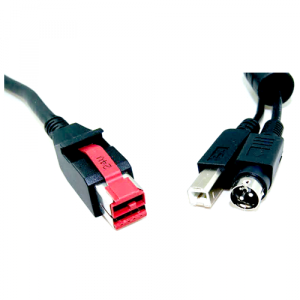24V Powered USB Cable to Hosiden & USB B – Attock Network Products